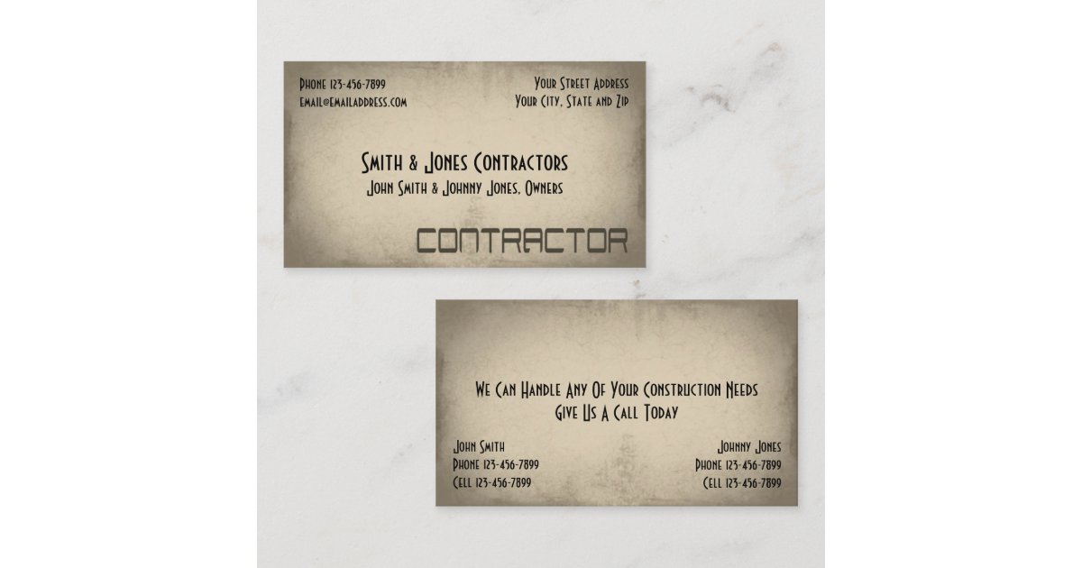 Contractor Construction Business Card | Zazzle