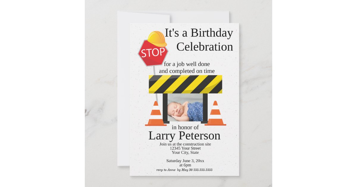 Contractor Construction Zone Birthday Invitation | Zazzle