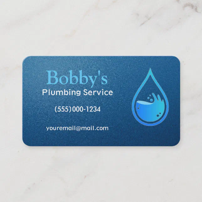 Contractor Plumbing Service Water Drop Design Business Card | Zazzle