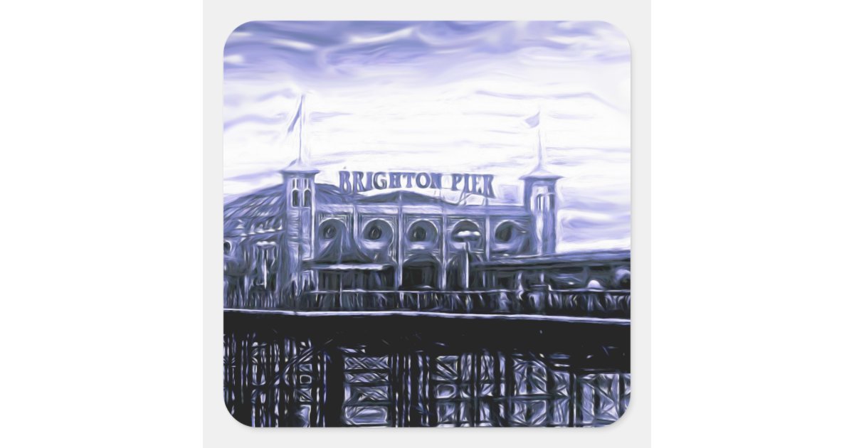 Contrast Brighton Pier Digital Painting Magnet Key Square Sticker | Zazzle