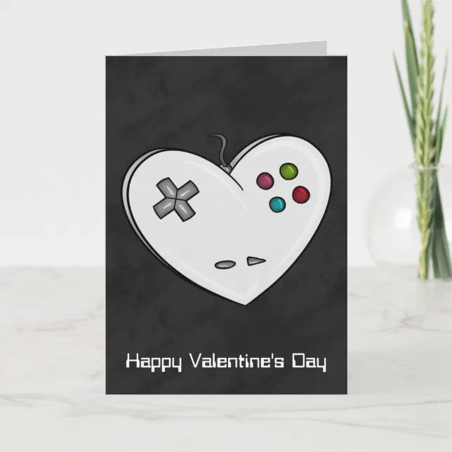 Controller Heart Gamer Valentine Holiday Card | Zazzle