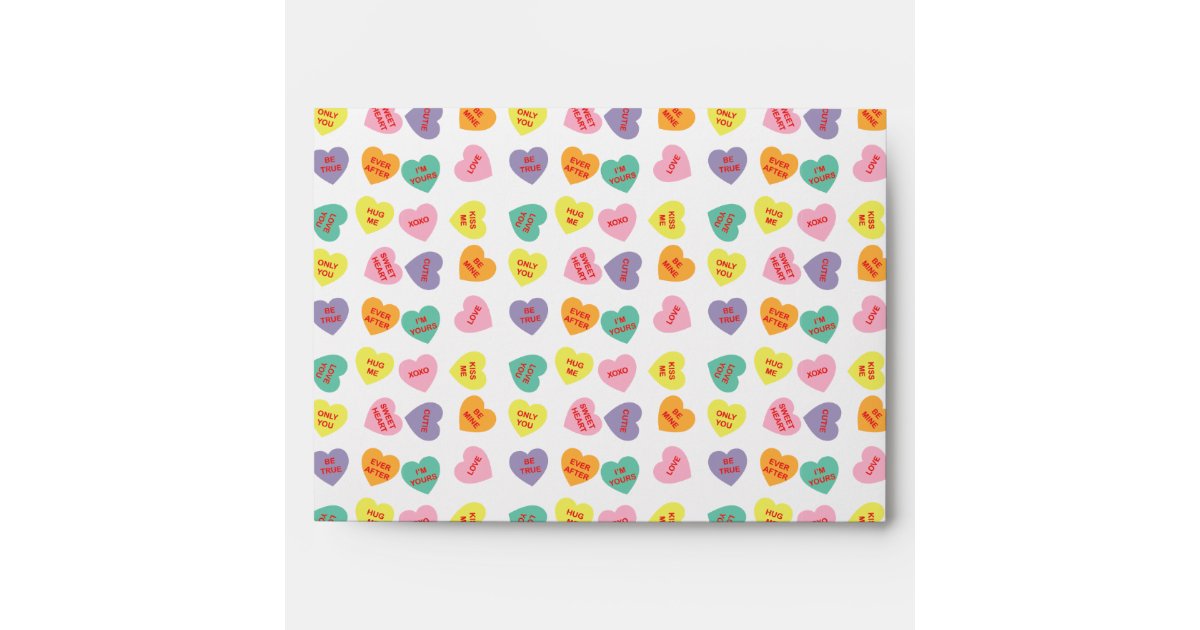 Conversation Candy Hearts Greeting Card Envelope | Zazzle