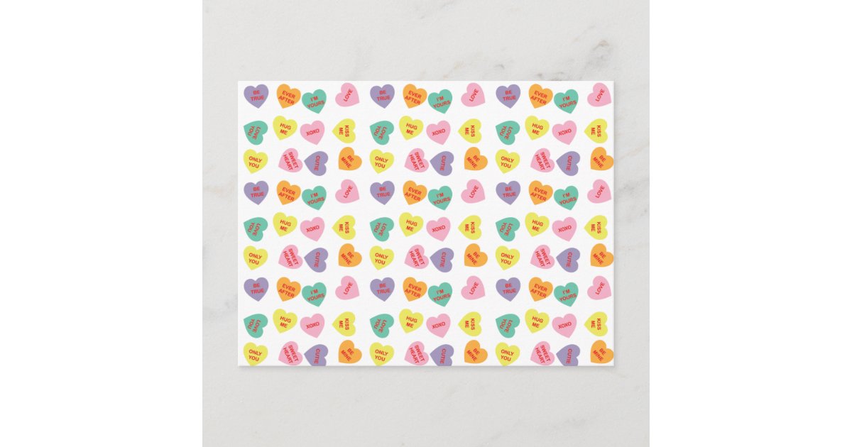 Conversation Candy Hearts Postcard | Zazzle