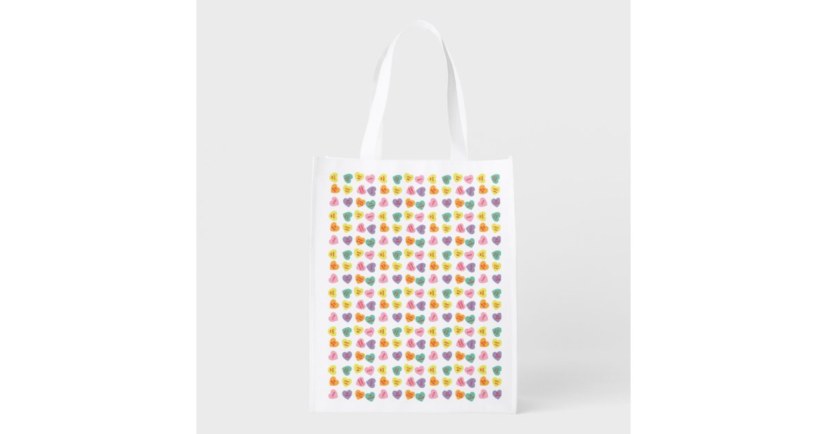 Conversation Candy Hearts Reusable Bag | Zazzle