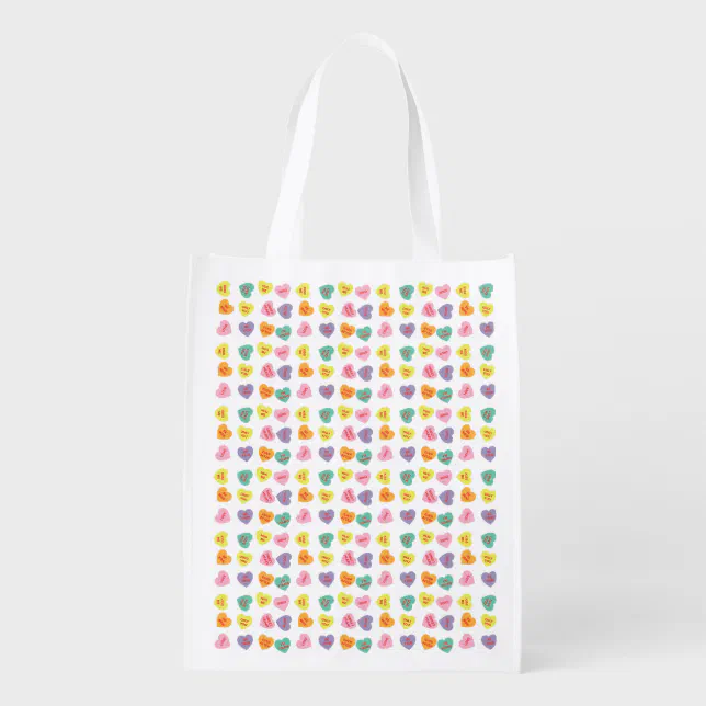 Conversation Candy Hearts Reusable Bag | Zazzle