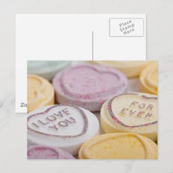 Conversation hearts candy I Love You Forever photo Postcard | Zazzle
