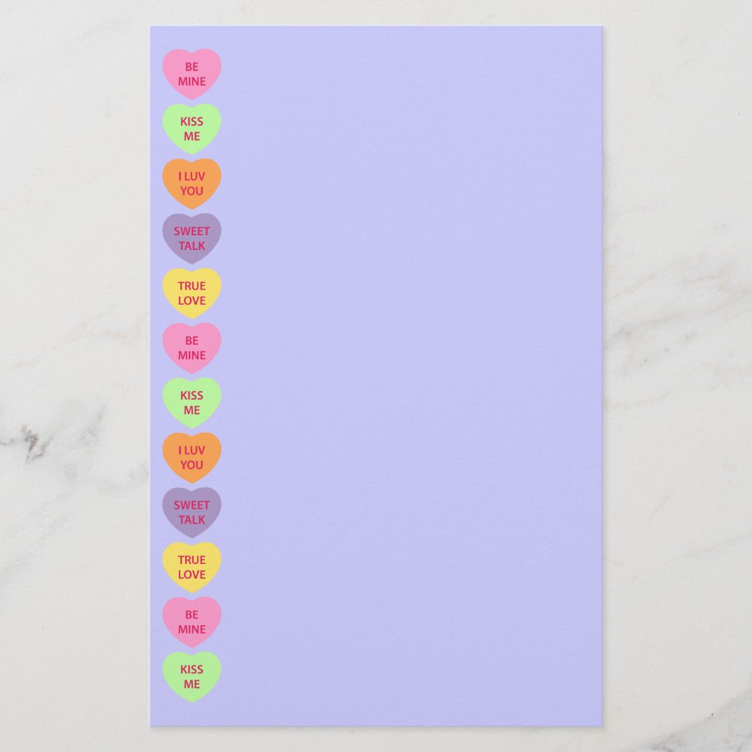 Conversation Hearts Candy Valentine's Stationery | Zazzle