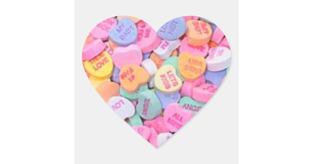 Conversation Hearts Heart Sticker | Zazzle