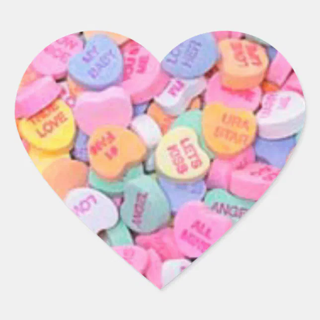 Conversation Hearts Heart Sticker | Zazzle