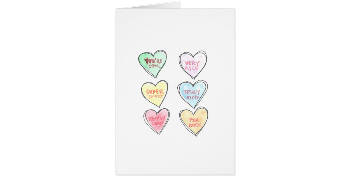 Conversation Hearts Valentine's Day Greeting Card | Zazzle