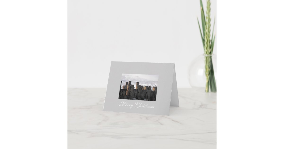 Conwy Castle in Snow Holiday Card | Zazzle