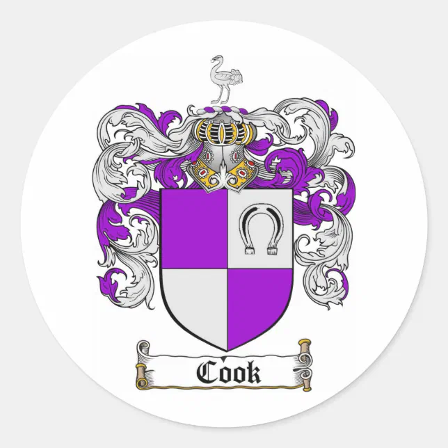COOK FAMILY CREST - COOK COAT OF ARMS CLASSIC ROUND STICKER | Zazzle