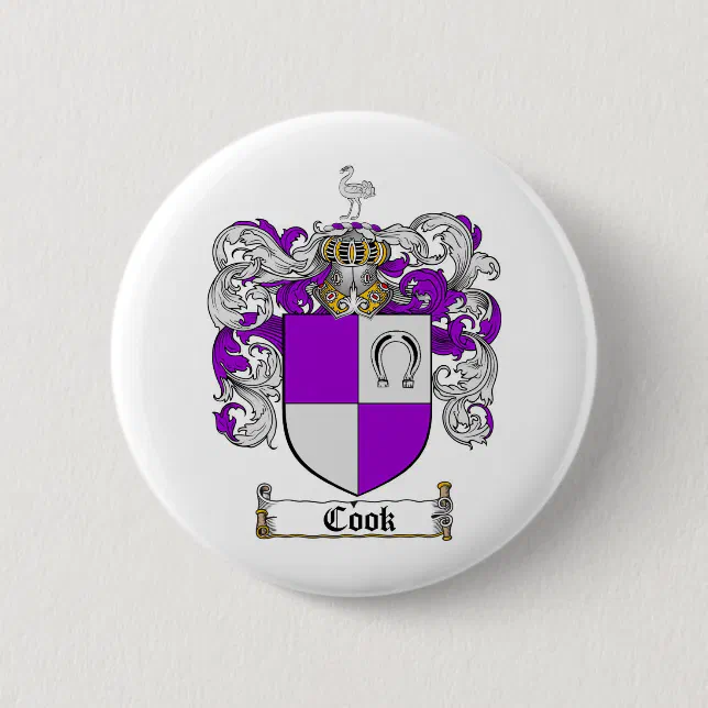 COOK FAMILY CREST - COOK COAT OF ARMS PINBACK BUTTON | Zazzle