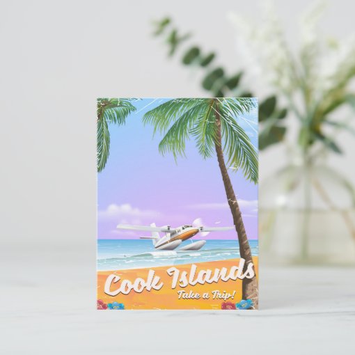 Cook Islands Vintage travel beach poster. Postcard | Zazzle