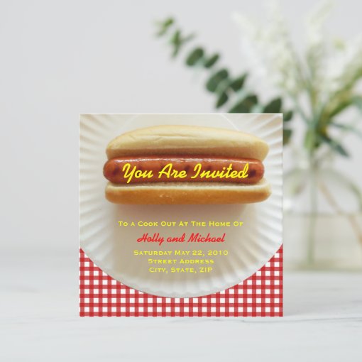 Cook Out Invitation - Hot Dog on a Plate | Zazzle