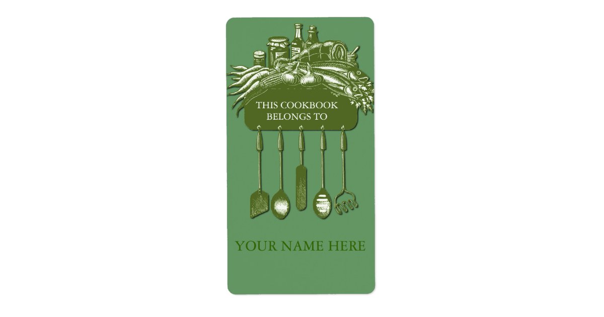 Cookbook Collection Bookplate ..green | Zazzle