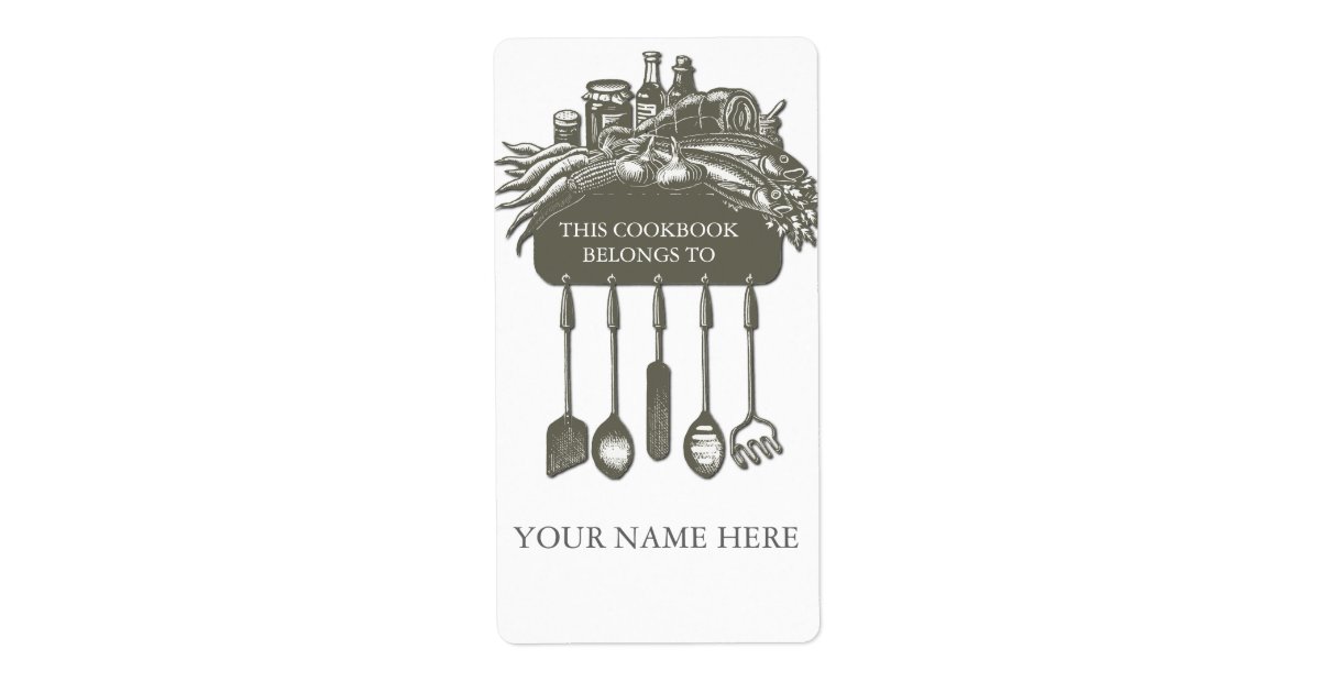 Cookbook Collection Bookplate ..grey | Zazzle
