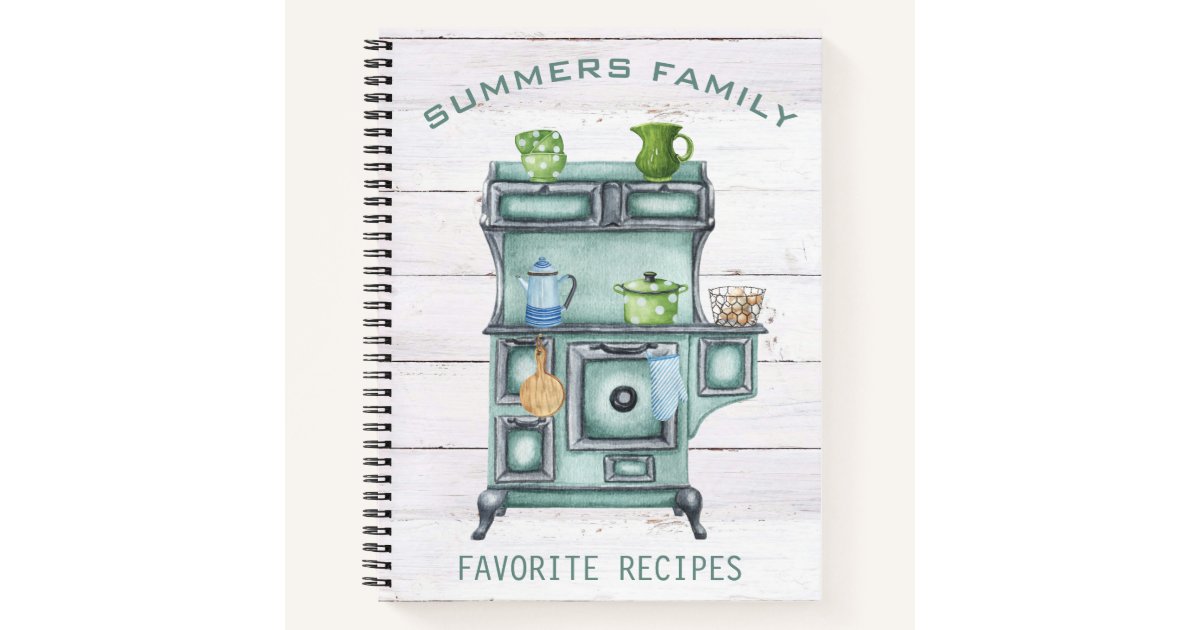 Cookbook Watercolor Country Kitchen Recipe Family Notebook | Zazzle