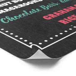 Cookie Bar Menu Party Sign | Zazzle