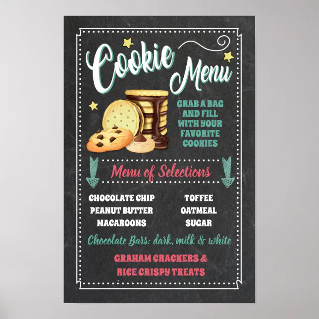 Cookie Bar Menu Party Sign | Zazzle