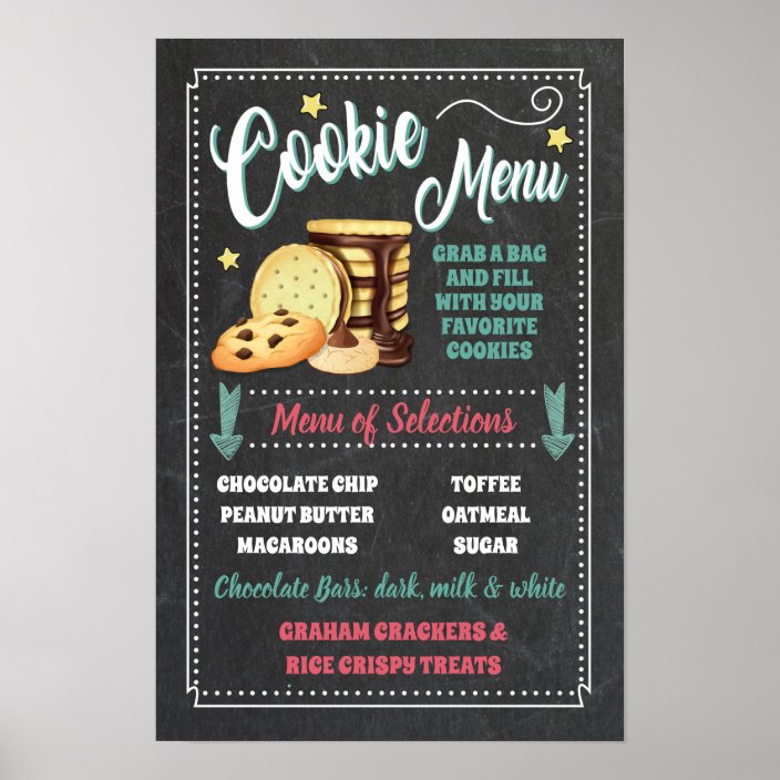 Cookie Bar Menu Party Sign | Zazzle.com