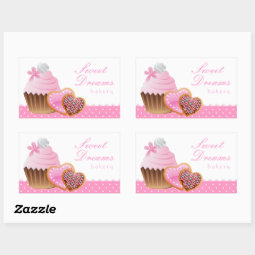 Cookie Cupcake Bakery Sticker Icing Dots | Zazzle
