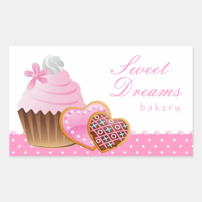 Cookie Cupcake Bakery Sticker Icing Dots | Zazzle
