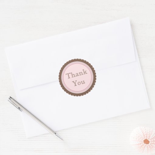 Cookie Cut Chocolate Pink Thank You Stickers | Zazzle
