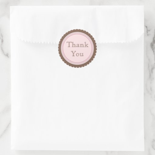 Cookie Cut Chocolate Pink Thank You Stickers | Zazzle