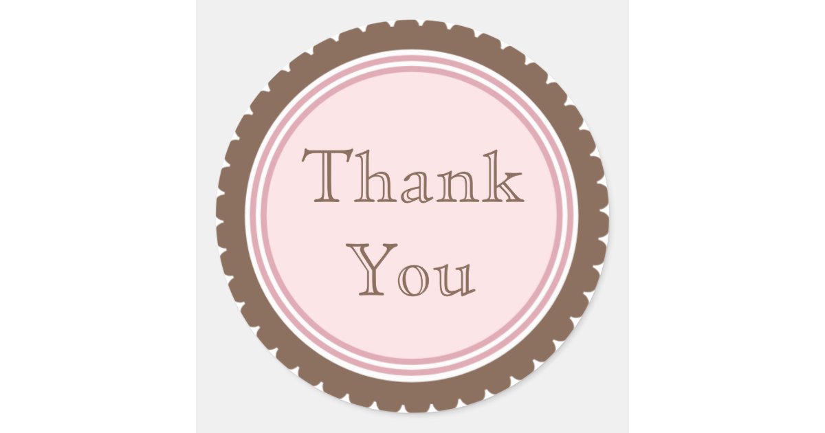 Cookie Cut Chocolate Pink Thank You Stickers | Zazzle