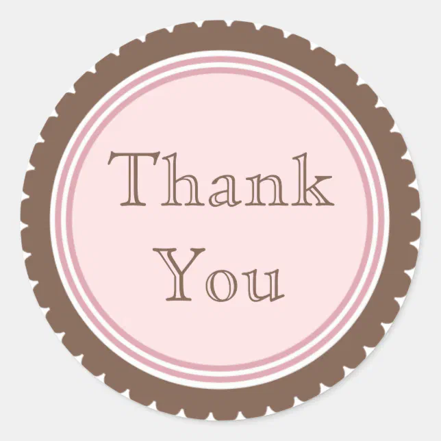 Cookie Cut Chocolate Pink Thank You Stickers | Zazzle