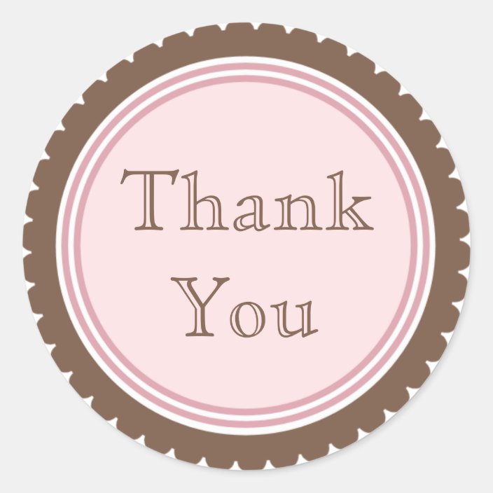 Cookie Cut Chocolate Pink Thank You Stickers | Zazzle.com