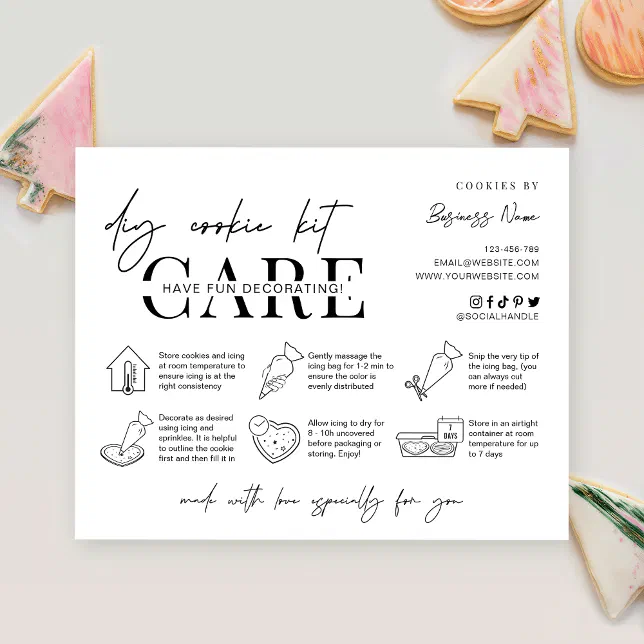 Cookie Decorating Pack Instructions Minimal Bakery Thank You Card | Zazzle