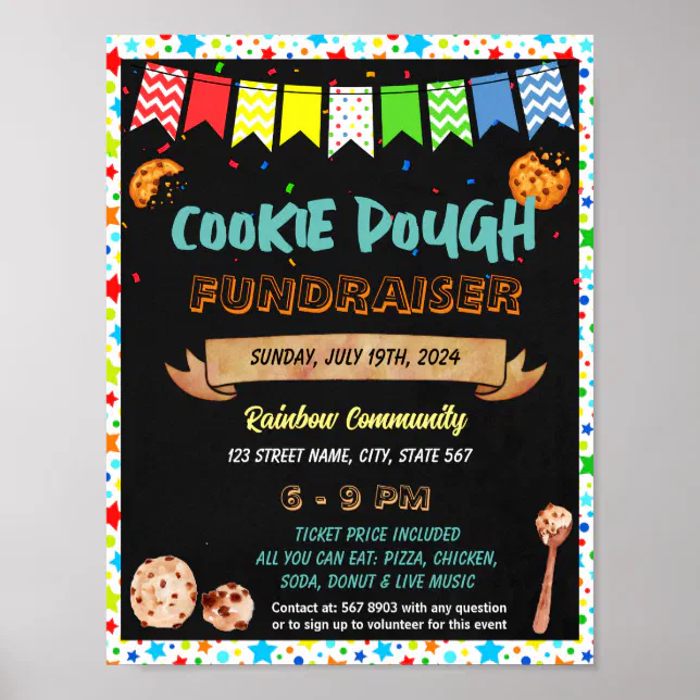 Cookie Dough Fundraiser event template Poster | Zazzle