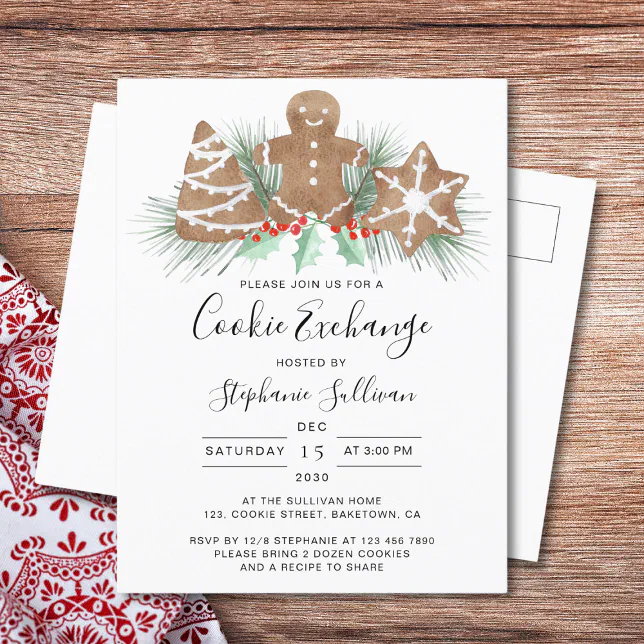 Cookie Exchange Invitation Postcard | Zazzle