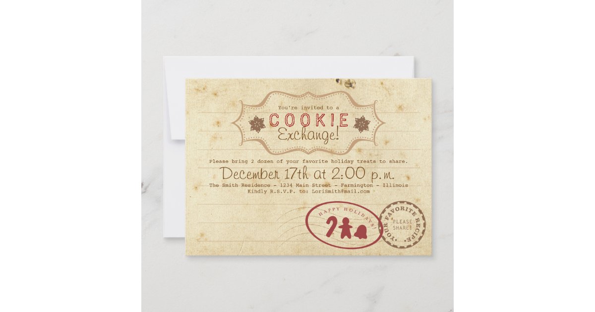 Cookie Exchange Recipe Card Invitation | Zazzle