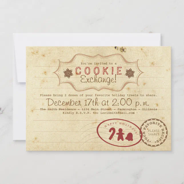 Cookie Exchange Recipe Card Invitation | Zazzle