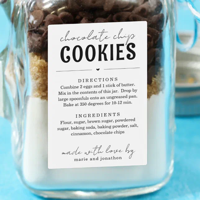 Cookie Mix in a Jar Gift Food Label | Zazzle