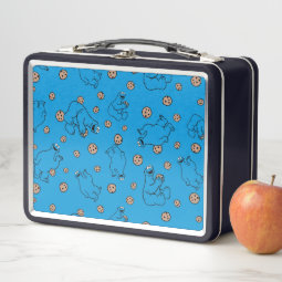 Cookie Monster and Cookies Blue Pattern Metal Lunch Box | Zazzle