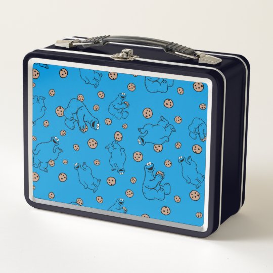 Cookie Monster and Cookies Blue Pattern Metal Lunch Box | Zazzle.com