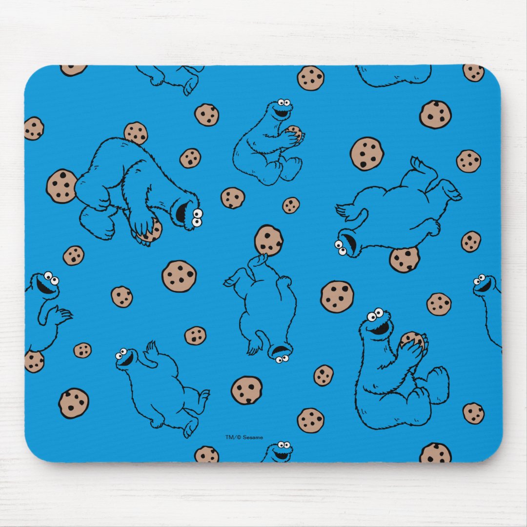 Cookie Monster and Cookies Blue Pattern Mouse Pad | Zazzle