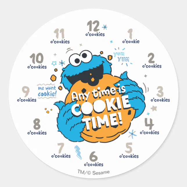 Cookie Monster | Any Time is Cookie Time Classic Round Sticker | Zazzle