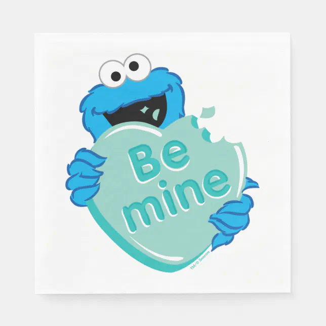 Cookie Monster "Be Mine" Valentine's Heart Candy Napkins | Zazzle