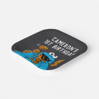 Cookie Monster Birthday Chalkboard Paper Plates | Zazzle