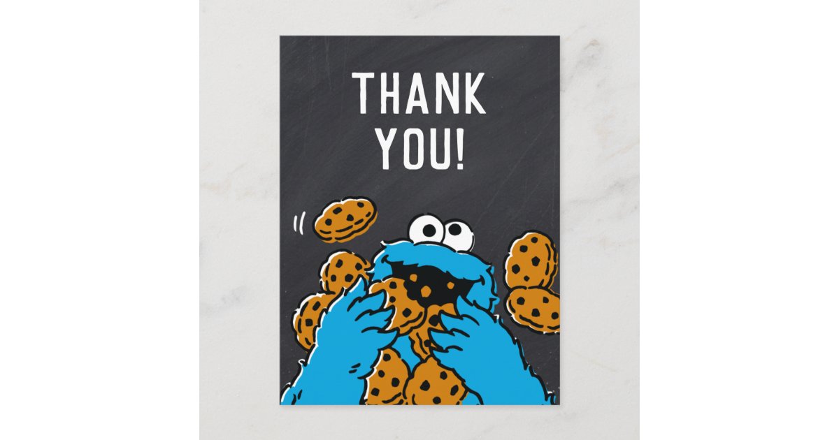 Cookie Monster Birthday Chalkboard Thank You Postcard | Zazzle