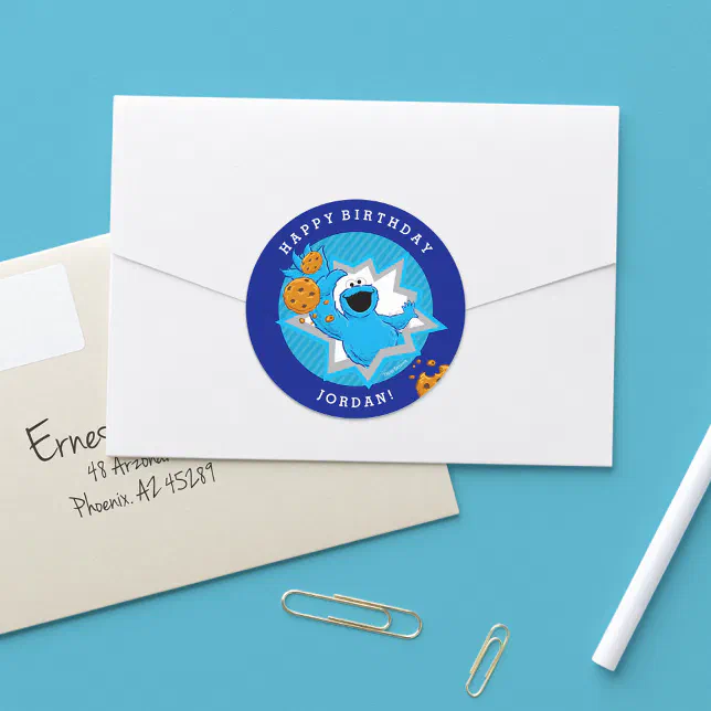 Cookie Monster Birthday Classic Round Sticker | Zazzle