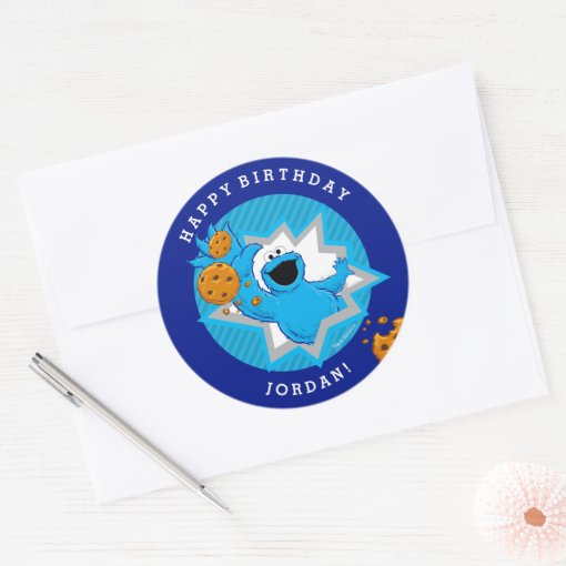 Cookie Monster Birthday Classic Round Sticker | Zazzle