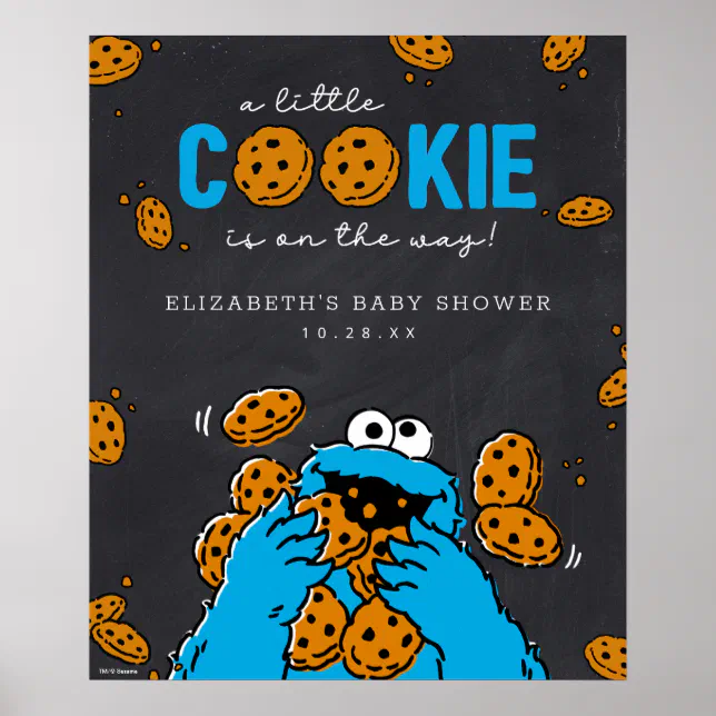 Cookie Monster Chalkboard Baby Shower Welcome Poster | Zazzle