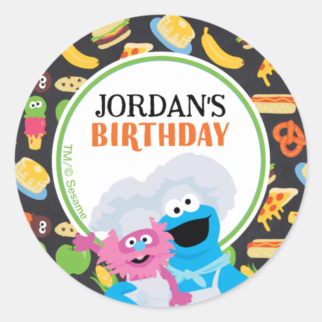 Cookie Monster Chalkboard Foodie Truck Classic Round Sticker | Zazzle