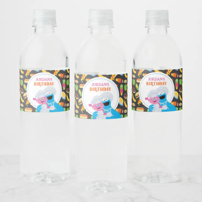 Cookie Monster Chalkboard Foodie Truck Water Bottle Label | Zazzle
